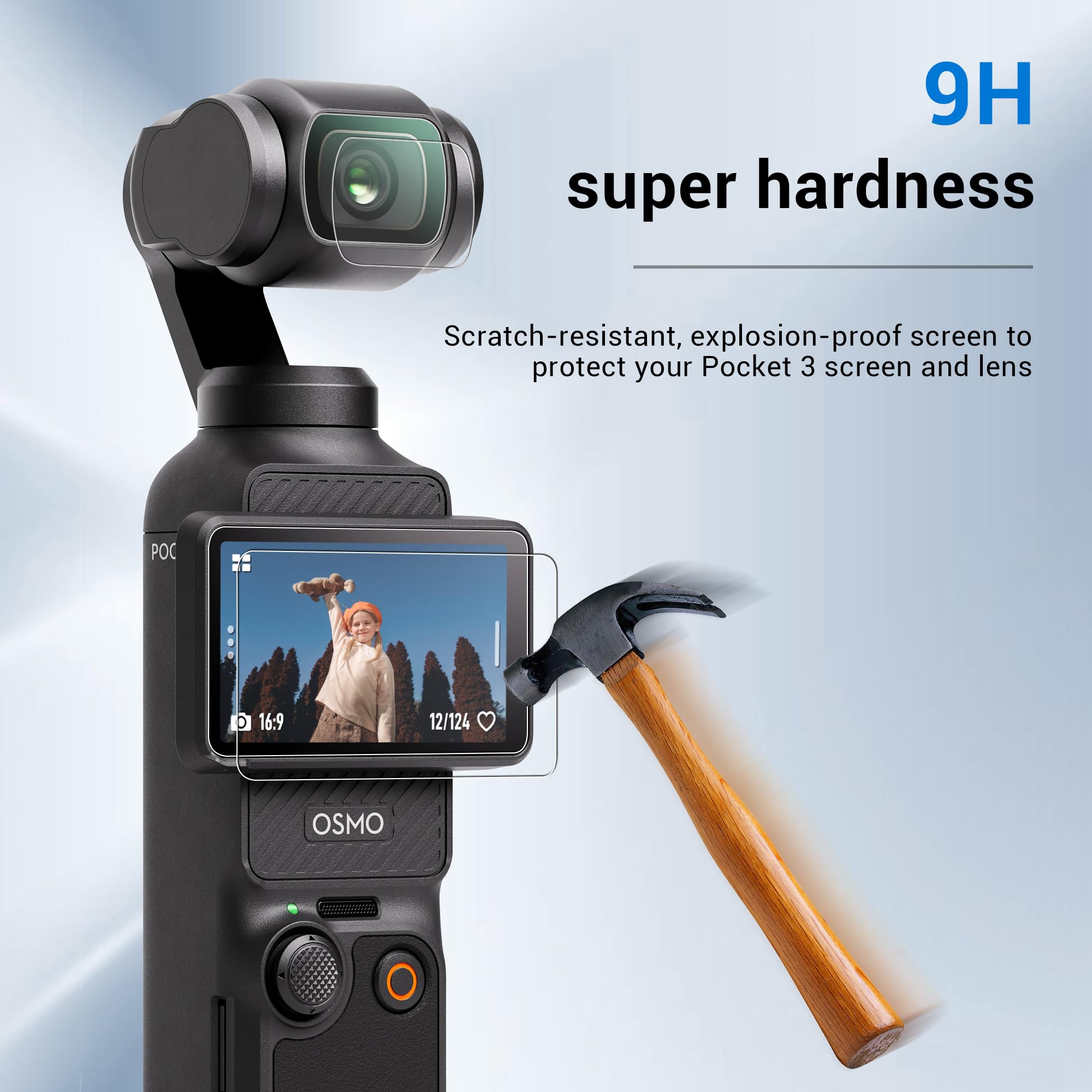 CYNOVA DJI Osmo Pocket 3 Screen Protector, Osmo Pocket 3 Lens Protector for DJI Osmo Pocket 3 Accessories with Tempered Glass LCD Display Film, Ultra HD, 9H Hardness, Scratch Resistant