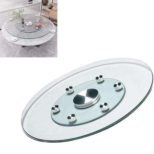 Lazy Susan Turntable For Dining Table,Countertop,Tempered Glass Rotating Tray, 360° Swivel Dining Table Serving Tray,Transparent Rotating Tray With Silent Bearing Centerpieces,Easy To Share All Food (