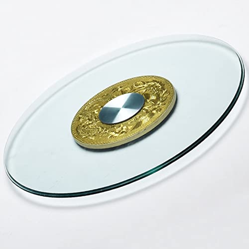 Tempered Glass Rotating Tray, Lazy Susan Turntable, Display Rotating Plate, Table Dish Revolving/Rotating Stand, Aluminum Alloy Bearing, Round Table Top Rotating Table Tray-Transparent Aluminium Alloy