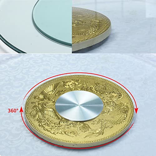 Tempered Glass Rotating Tray, Lazy Susan Turntable, Display Rotating Plate, Table Dish Revolving/Rotating Stand, Aluminum Alloy Bearing, Round Table Top Rotating Table Tray-Transparent Aluminium Alloy