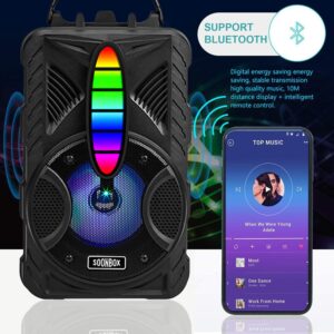 Bluetooth Speaker, IPX5 Waterproof Speaker with HD Sound, RGB Multi-Colors Rhythm Lights, Up to 8H Playtime, TWS Pairing, Portable Wireless Speakers for Home, Outdoor,（Comes with a Microphone）