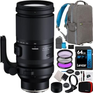 tamron 150-500mm f/5-6.7 di iii vc vxd zoom lens for nikon z-mount mirrorless cameras (model a057) bundle with deco gear photography backpack + uv polarizer fld filter kit and accessories