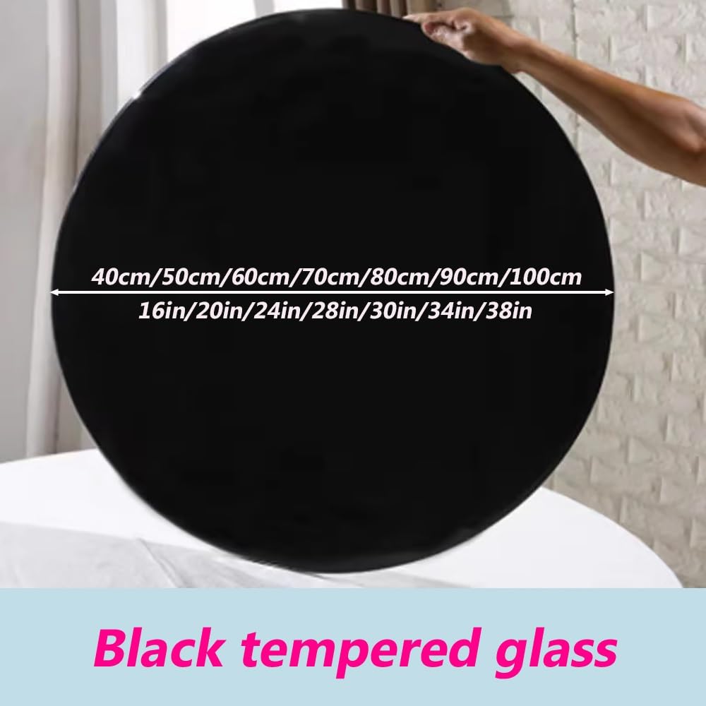 MAGILL 40inch Tabletop Rotating Tray Lazy Susan Turntable Large Round Tempered Glass Rotating Black Serving Plate for Restaurant/Kitchen, Not Easy to Dump (Color : Black, Size : 60cm/24in)