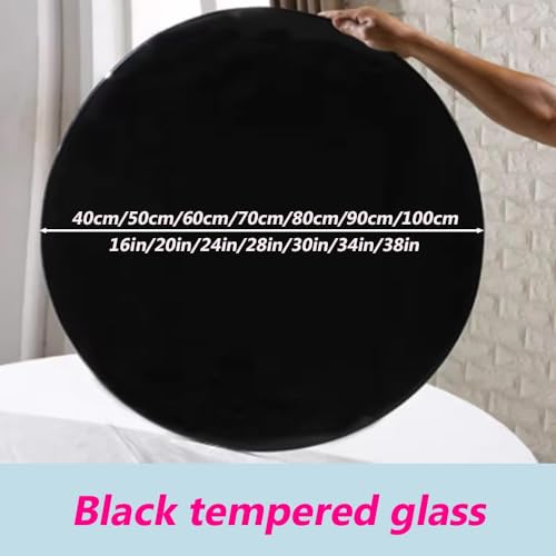 MAGILL 40inch Tabletop Rotating Tray Lazy Susan Turntable Large Round Tempered Glass Rotating Black Serving Plate for Restaurant/Kitchen, Not Easy to Dump (Color : Black, Size : 100cm/38in)