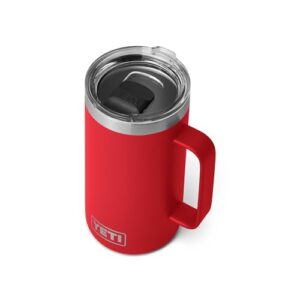 yeti rambler 24 oz mug, vacuum insulated, stainless steel with magslider lid, rescue red