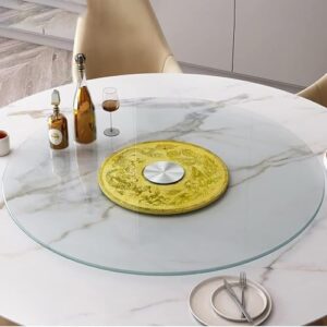 lazy susan rotating turntable tray, clear round tempered glass serving plate rotating heavy duty turntable, for kitchen dining tables decorative glass furniture ( color : clear , size : 80cm (31.5inch