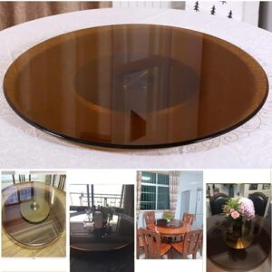 Glass Serving Lazy Susan Dining Table Turntable, Round Heavy Duty Tempered Glass Large Turntable Serving Plate, for Kitchen Dining Tables Serving Plate ( Color : Brown , Size : 60cm (24inch) )