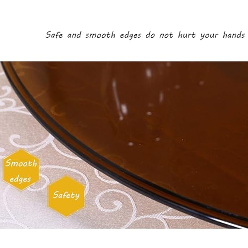 Glass Serving Lazy Susan Dining Table Turntable, Round Heavy Duty Tempered Glass Large Turntable Serving Plate, for Kitchen Dining Tables Serving Plate ( Color : Brown , Size : 60cm (24inch) )