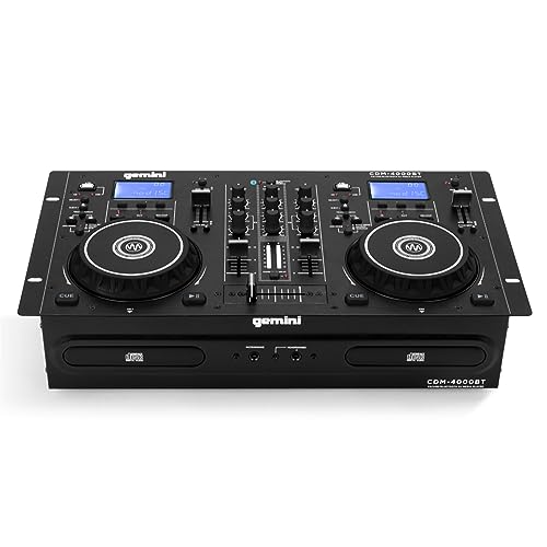 Gemini Sound CDM-4000BT: All-in-One DJ CD Player & Mixer Combo with Bluetooth - Ideal for Aspiring DJs, Dual CD/USB for Home & Event Use, User-Friendly Controls with Jog Wheels and Pitch Control