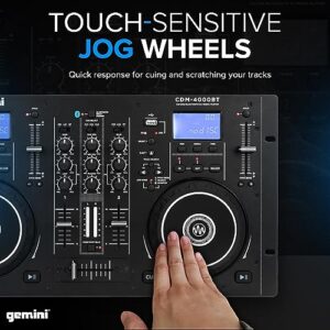 Gemini Sound CDM-4000BT: All-in-One DJ CD Player & Mixer Combo with Bluetooth - Ideal for Aspiring DJs, Dual CD/USB for Home & Event Use, User-Friendly Controls with Jog Wheels and Pitch Control