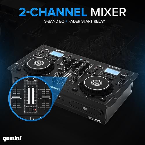 Gemini Sound CDM-4000BT: All-in-One DJ CD Player & Mixer Combo with Bluetooth - Ideal for Aspiring DJs, Dual CD/USB for Home & Event Use, User-Friendly Controls with Jog Wheels and Pitch Control