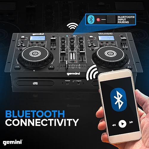 Gemini Sound CDM-4000BT: All-in-One DJ CD Player & Mixer Combo with Bluetooth - Ideal for Aspiring DJs, Dual CD/USB for Home & Event Use, User-Friendly Controls with Jog Wheels and Pitch Control