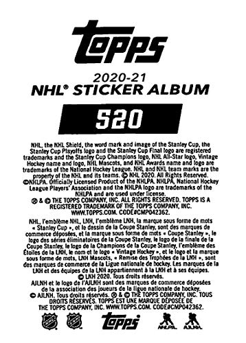 2020-21 Topps NHL Stickers Hockey #520 Patrick Laine Winnipeg Jets Official 2 1/8" x 2 7/8" NHL Album Sticker in Raw (NM or Better) Condition