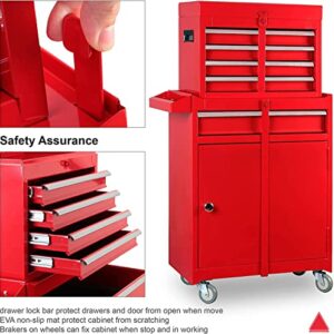 TCE ATBT1204T-RED Torin Rolling Garage Workshop Tool Organizer: Detachable 4 Drawer Tool Chest with Large Storage Cabinet and Adjustable Shelf, Red