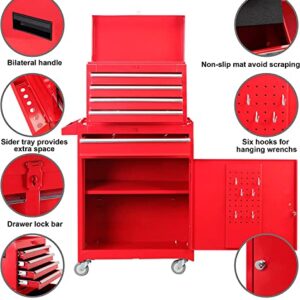 TCE ATBT1204T-RED Torin Rolling Garage Workshop Tool Organizer: Detachable 4 Drawer Tool Chest with Large Storage Cabinet and Adjustable Shelf, Red