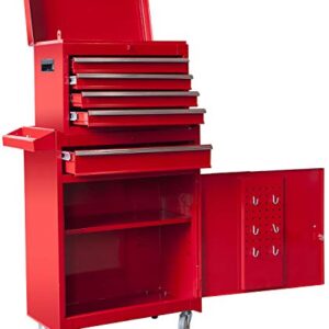 TCE ATBT1204T-RED Torin Rolling Garage Workshop Tool Organizer: Detachable 4 Drawer Tool Chest with Large Storage Cabinet and Adjustable Shelf, Red