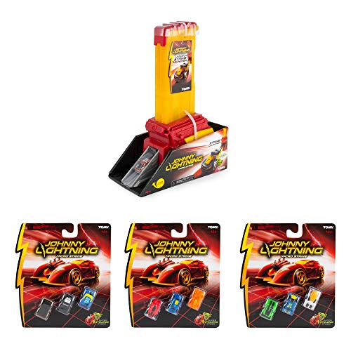 TOMY Johnny Lightning Micro Strike Launcher, Super Fast Car Toy Bundle, Multicolor, 4 Years and Up