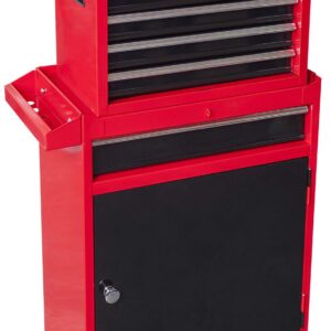 BIG RED ATBT1204R-RB Torin Rolling Garage Workshop Tool Organizer: Detachable 4 Drawer Tool Chest with Large Storage Cabinet and Adjustable Shelf, Red/Black