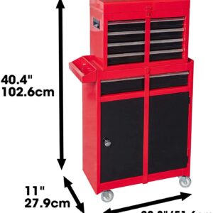 BIG RED ATBT1204R-RB Torin Rolling Garage Workshop Tool Organizer: Detachable 4 Drawer Tool Chest with Large Storage Cabinet and Adjustable Shelf, Red/Black