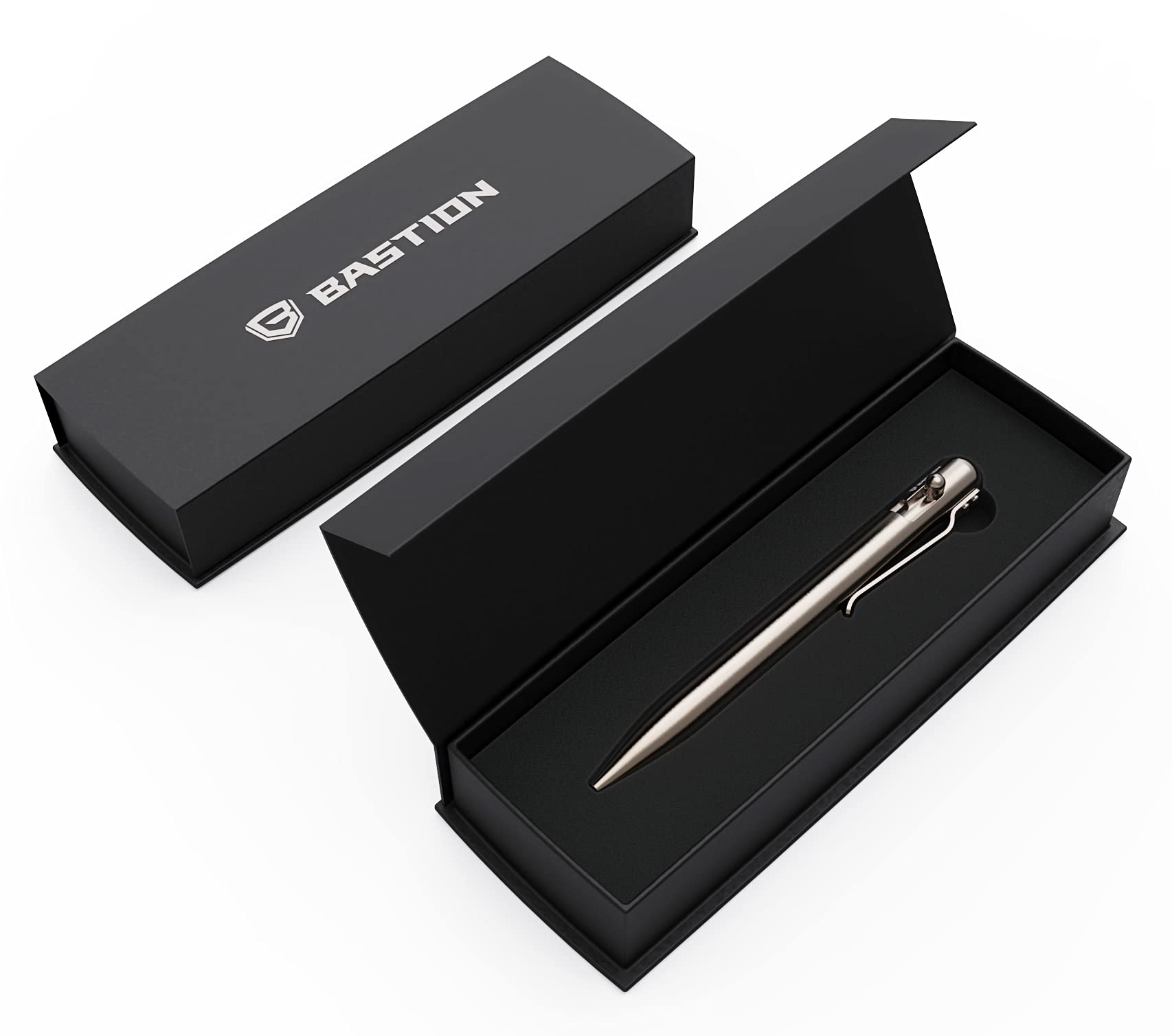 BASTION® Luxury Bolt Action Pen, Durable Professional Ballpoint Pen with Fine Tip, EDC Pen Ink Refillable Pen - 100% Titanium