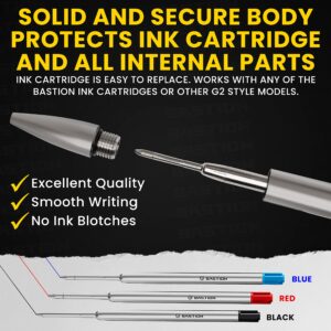 BASTION® Luxury Bolt Action Pen, Durable Professional Ballpoint Pen with Fine Tip, EDC Pen Ink Refillable Pen - 100% Titanium