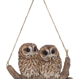 Hi-Line Gift Hanging Baby OWLETS ON A Branch, Brown