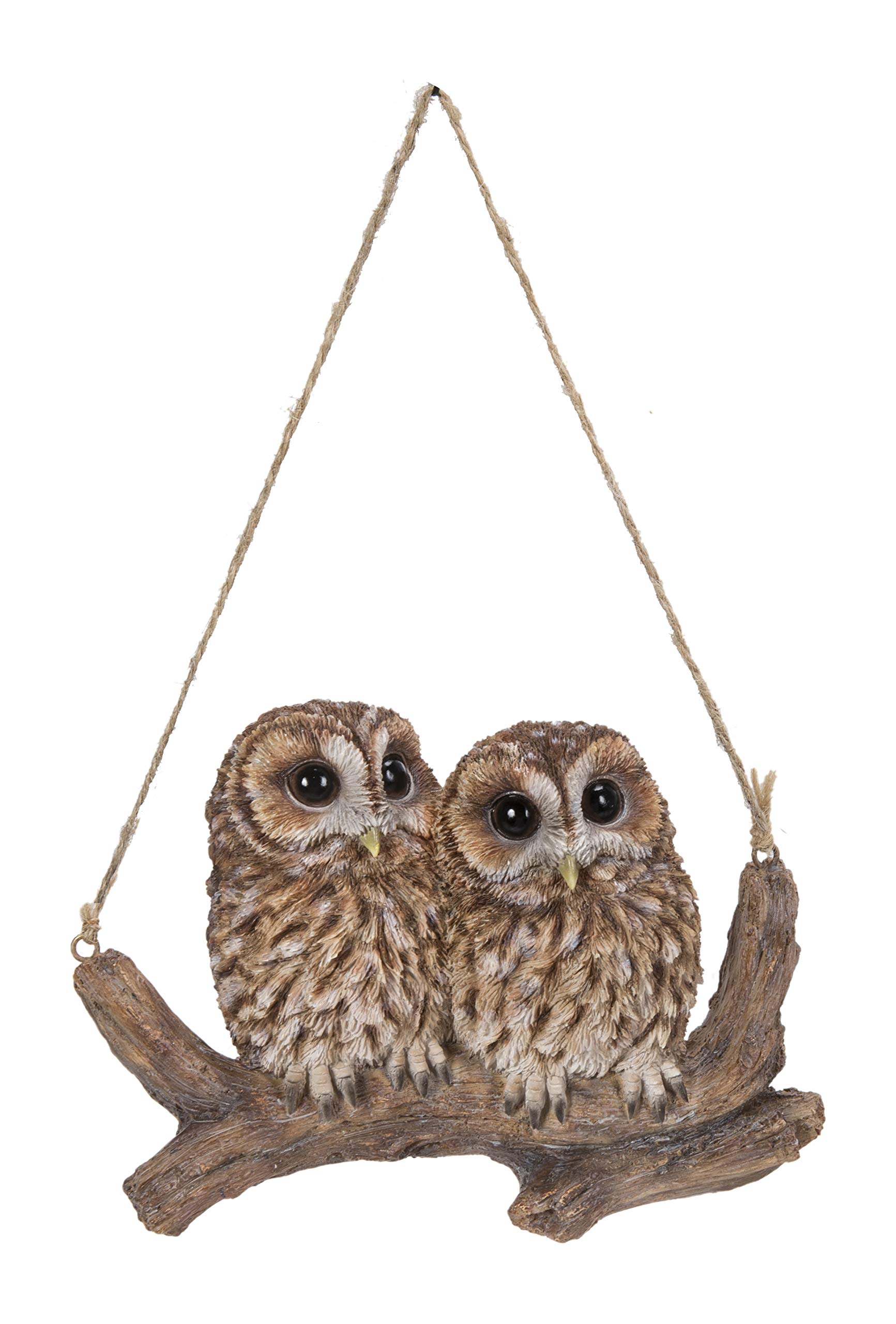 Hi-Line Gift Hanging Baby OWLETS ON A Branch, Brown