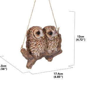 Hi-Line Gift Hanging Baby OWLETS ON A Branch, Brown