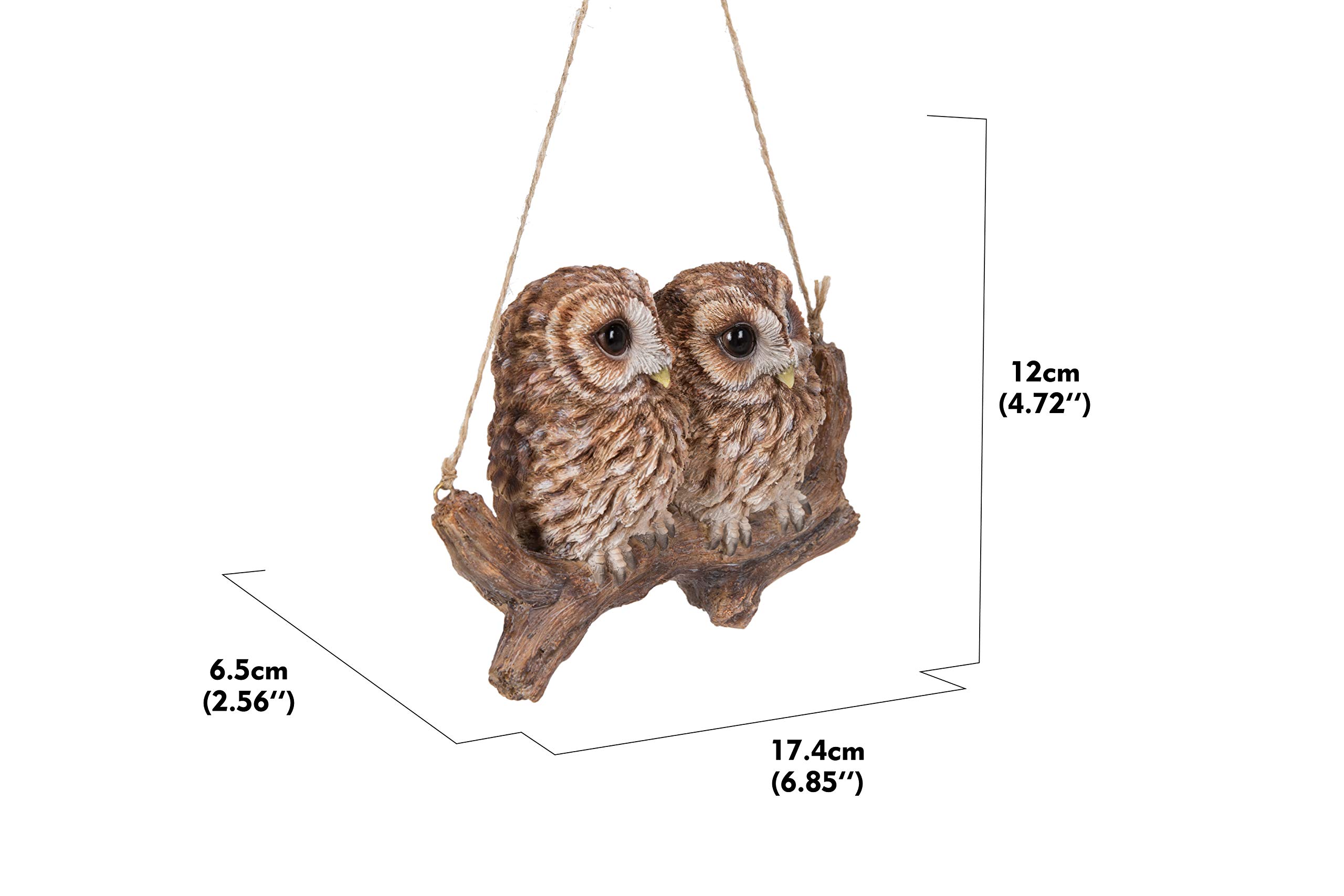 Hi-Line Gift Hanging Baby OWLETS ON A Branch, Brown