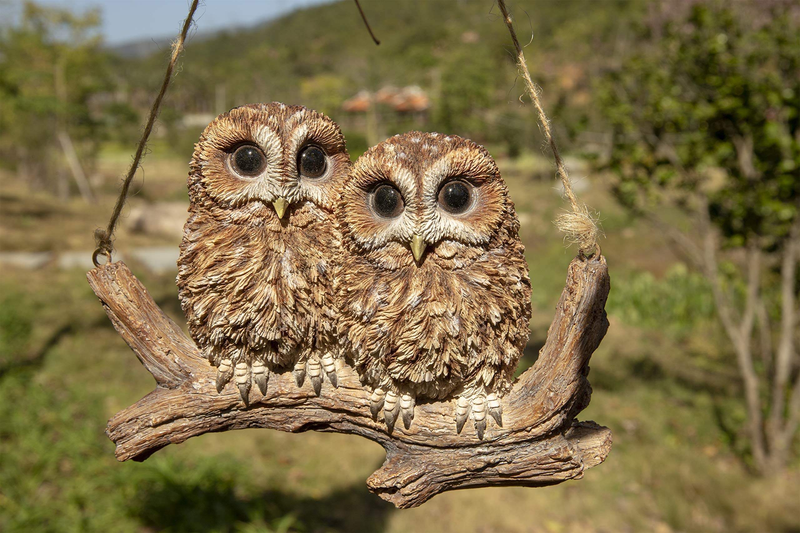 Hi-Line Gift Hanging Baby OWLETS ON A Branch, Brown