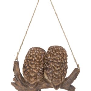 Hi-Line Gift Hanging Baby OWLETS ON A Branch, Brown