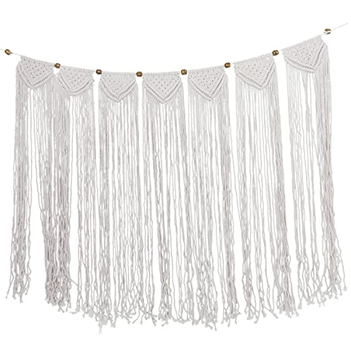 Macrame Wall Hanging Curtain Bohemian Wall Decor Woven Home Decoration for Apartment Bedroom Living Room Fringe Garland Banner for Gallery Baby Nursery, 47" L X 28" W