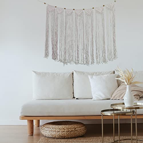 Macrame Wall Hanging Curtain Bohemian Wall Decor Woven Home Decoration for Apartment Bedroom Living Room Fringe Garland Banner for Gallery Baby Nursery, 47" L X 28" W