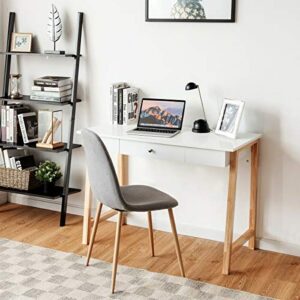 home office bedroom game room furniture decor laptop pc study computer table writing desk vanity makeup multi-purpose white desktop large countertop storage space modern elegant design