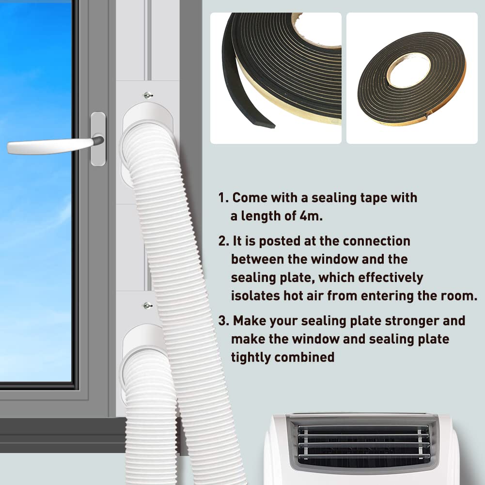 gulrear Dual Hose Portable Air Conditioner Window kit, Window Seal Plates Suitable for Portable AC vent kit Adjustable Length from 25" to 59" for 5.9" Diameter Exhaust and Intake Outlet Portable AC