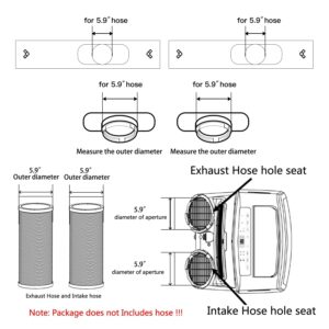 gulrear Dual Hose Portable Air Conditioner Window kit, Window Seal Plates Suitable for Portable AC vent kit Adjustable Length from 25" to 59" for 5.9" Diameter Exhaust and Intake Outlet Portable AC