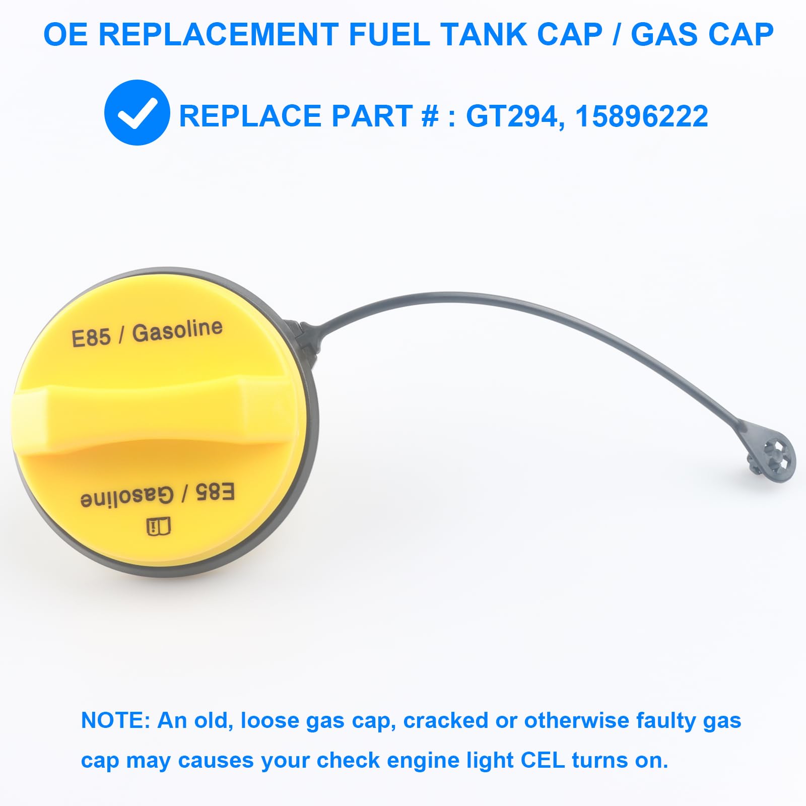 E85 Gas Cap, Flex Fuel Cap Replace GT294, 15896222 Compatible with Chevy - 2013-2015 Captiva Sport, 2009-2011 HHR, 2007-2013 Impala, 2014-2016 Impala Limited, 2009-2012 Malibu, 2009-2010 Pontiac G6