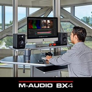 M-Audio BX4 4.5" Studio Monitors, HD PC Speakers for Recording and Multimedia with Music Production Software, 120W, Pair, Black