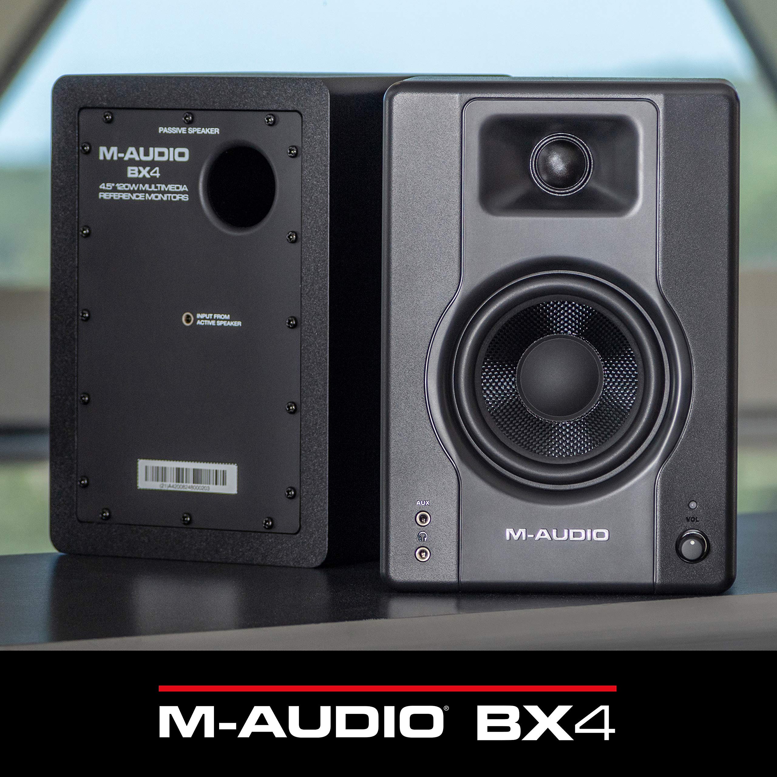 M-Audio BX4 4.5" Studio Monitors, HD PC Speakers for Recording and Multimedia with Music Production Software, 120W, Pair, Black