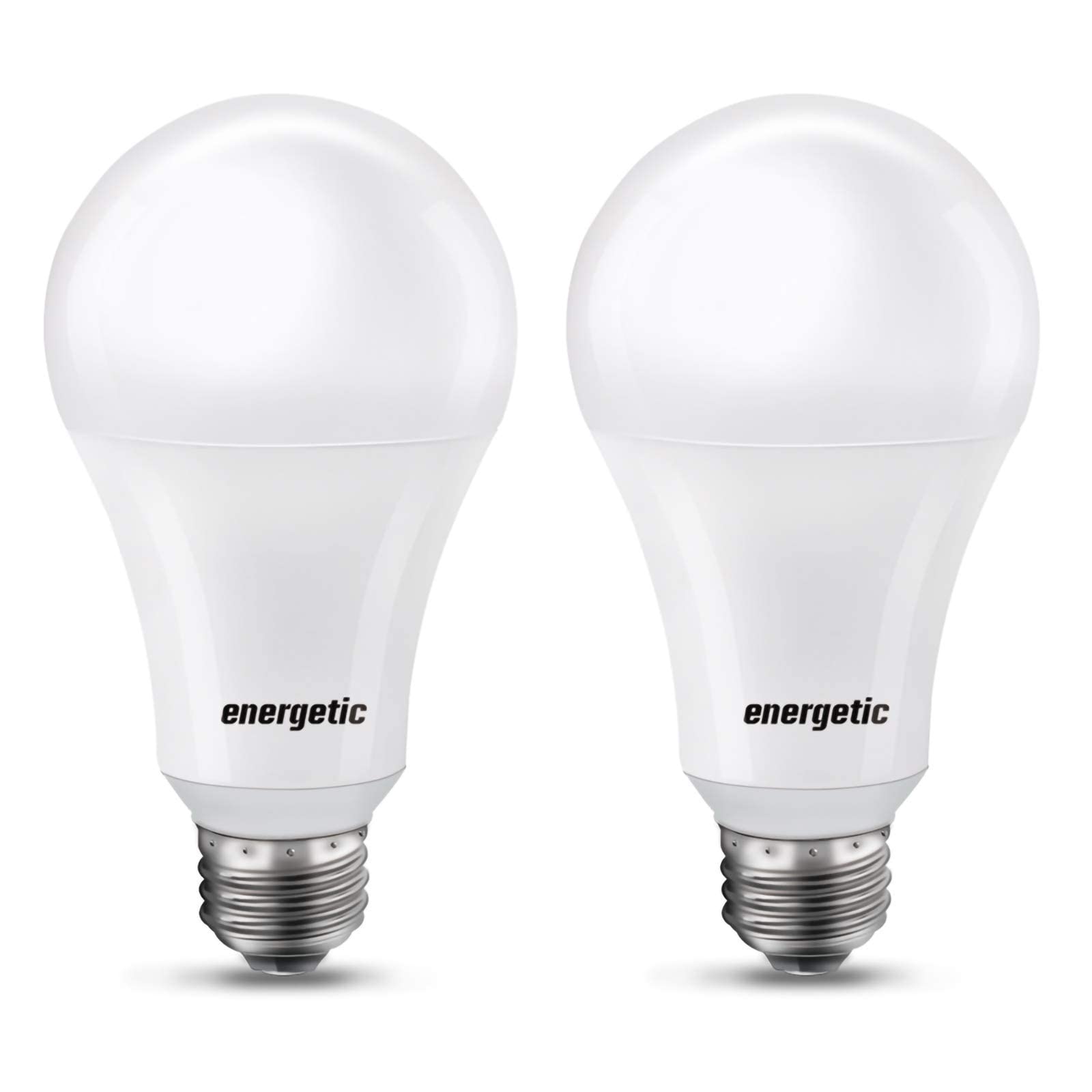 ENERGETIC Super Bright Light Bulb 150 Watt Equivalent A21 LED Light Bulb, Cool White 4000K, 2600 High Lumens LED Bulb, E26 Base, Non-Dimmable, UL Listed, 2 Pack