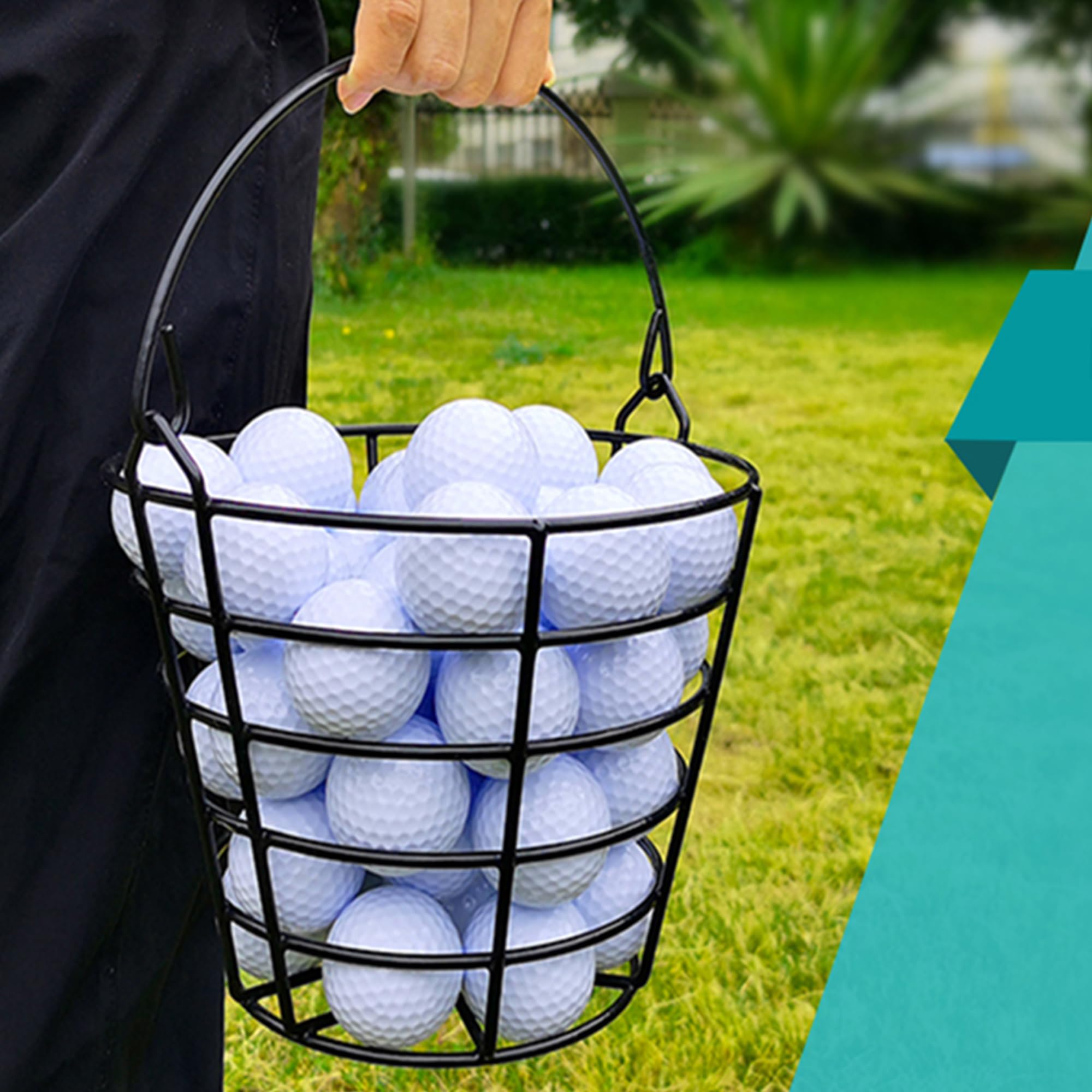 10L0L Golf Ball Baskets Metal Range 2 Pack, Golf Ball Bucket with Handle, Golfball Container, Holds 50 Balls x 2 (Golf Balls are Excluded)