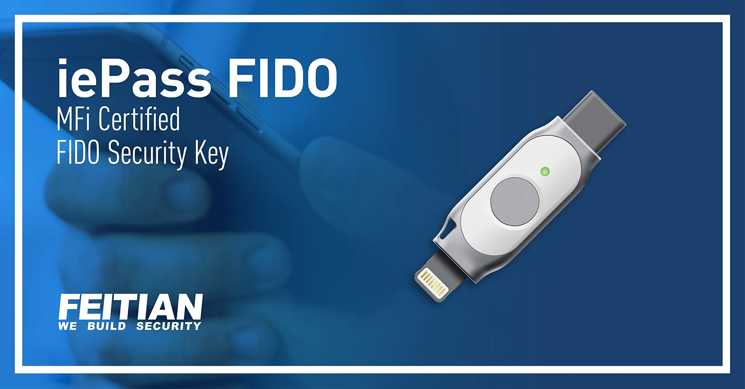 FEITIAN iePass K44 Dual-Connector iOS USB Security Key - Two Factor Authenticator - USB-C + Lightning - FIDO U2F + FIDO2 + PIV + MFi - Help Prevent Account Takeovers with Multi-Factor Authentication