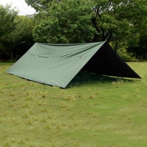 Wind Tour Portable Multifunctional Outdoor Camping Traveling Awning Backpacking Tarp Sunshade Lightweight UV Protection and PU 3000mm Waterproof Rain Fly Tarp Shelter (118 * 118 inches)