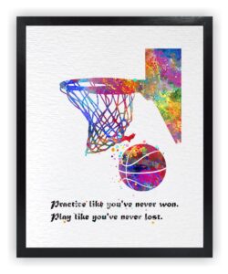 dignovel studios 8x10 unframed basketball training practice like you've never won quotes watercolor art print inspirational wall art housewarming office home decor dn555