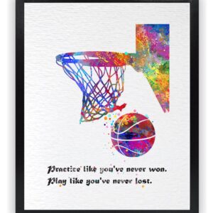 Dignovel Studios 8X10 Unframed Basketball Training Practice Like You've Never Won Quotes Watercolor Art Print Inspirational Wall Art Housewarming Office Home Decor DN555