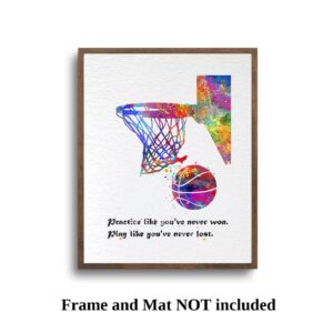 Dignovel Studios 8X10 Unframed Basketball Training Practice Like You've Never Won Quotes Watercolor Art Print Inspirational Wall Art Housewarming Office Home Decor DN555