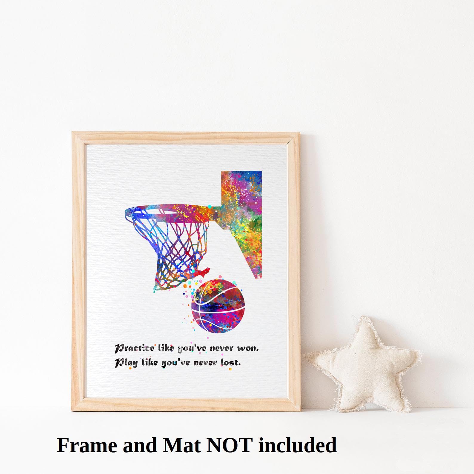 Dignovel Studios 8X10 Unframed Basketball Training Practice Like You've Never Won Quotes Watercolor Art Print Inspirational Wall Art Housewarming Office Home Decor DN555