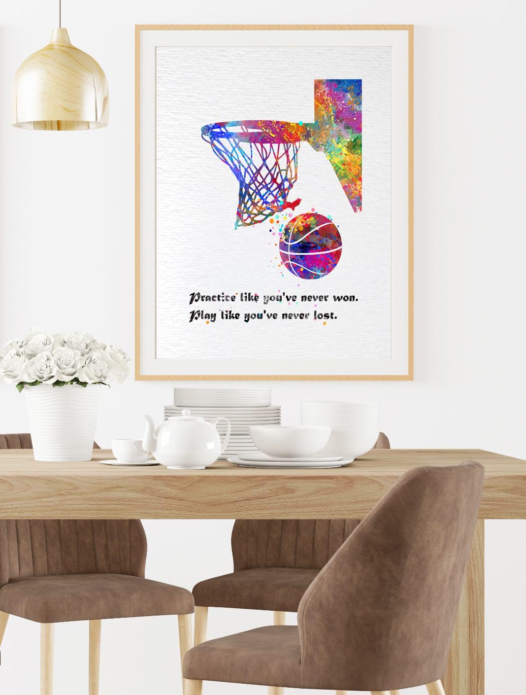 Dignovel Studios 8X10 Unframed Basketball Training Practice Like You've Never Won Quotes Watercolor Art Print Inspirational Wall Art Housewarming Office Home Decor DN555