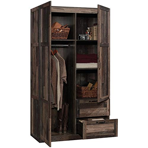 Sauder Select Engineered Wood Wardrobe Armoire in Rustic Reclaimed Pine/Brown