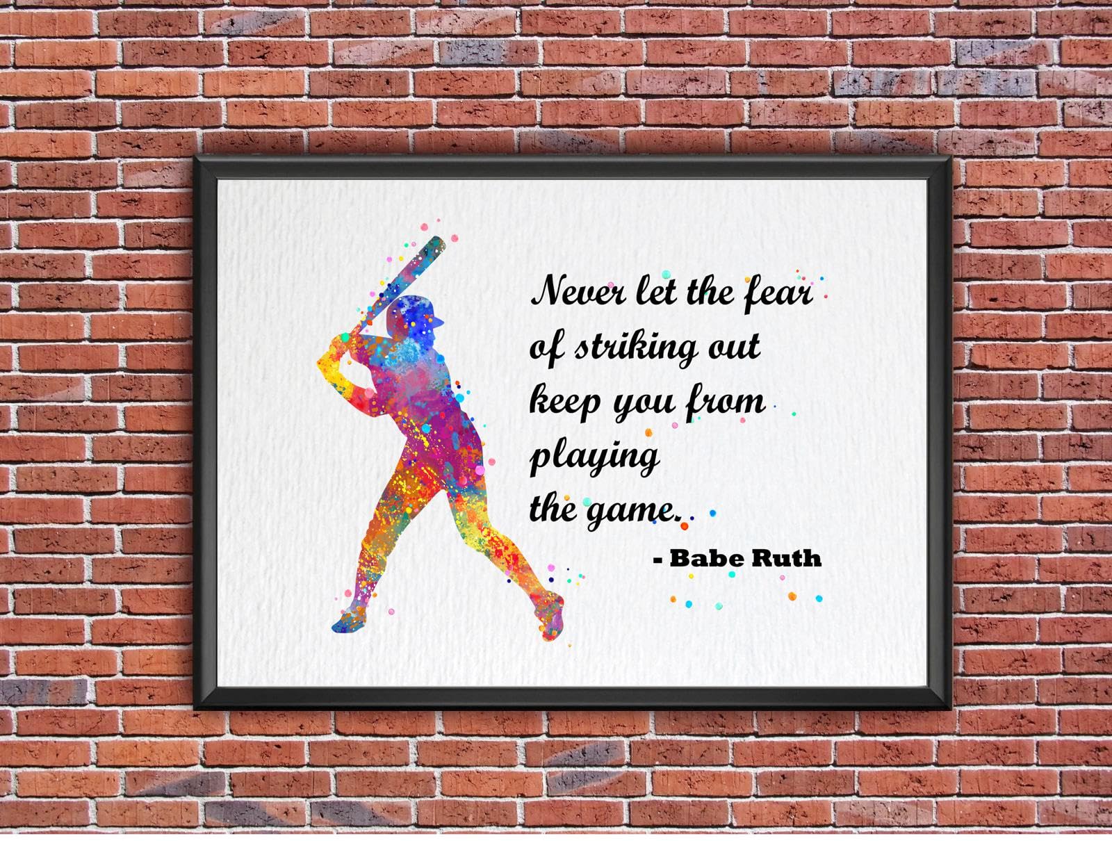 Dignovel Studios 8X10 Unframed Baseball Practice Never Let the Fear of Striking Out Quotes Watercolor Art Print Inspirational Wall Art Housewarming Office Home Decor DN554